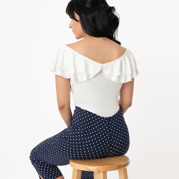 Unique Vintage | Tops | Unique Vintage Ivory Ruffled Lotte Top | Poshmark